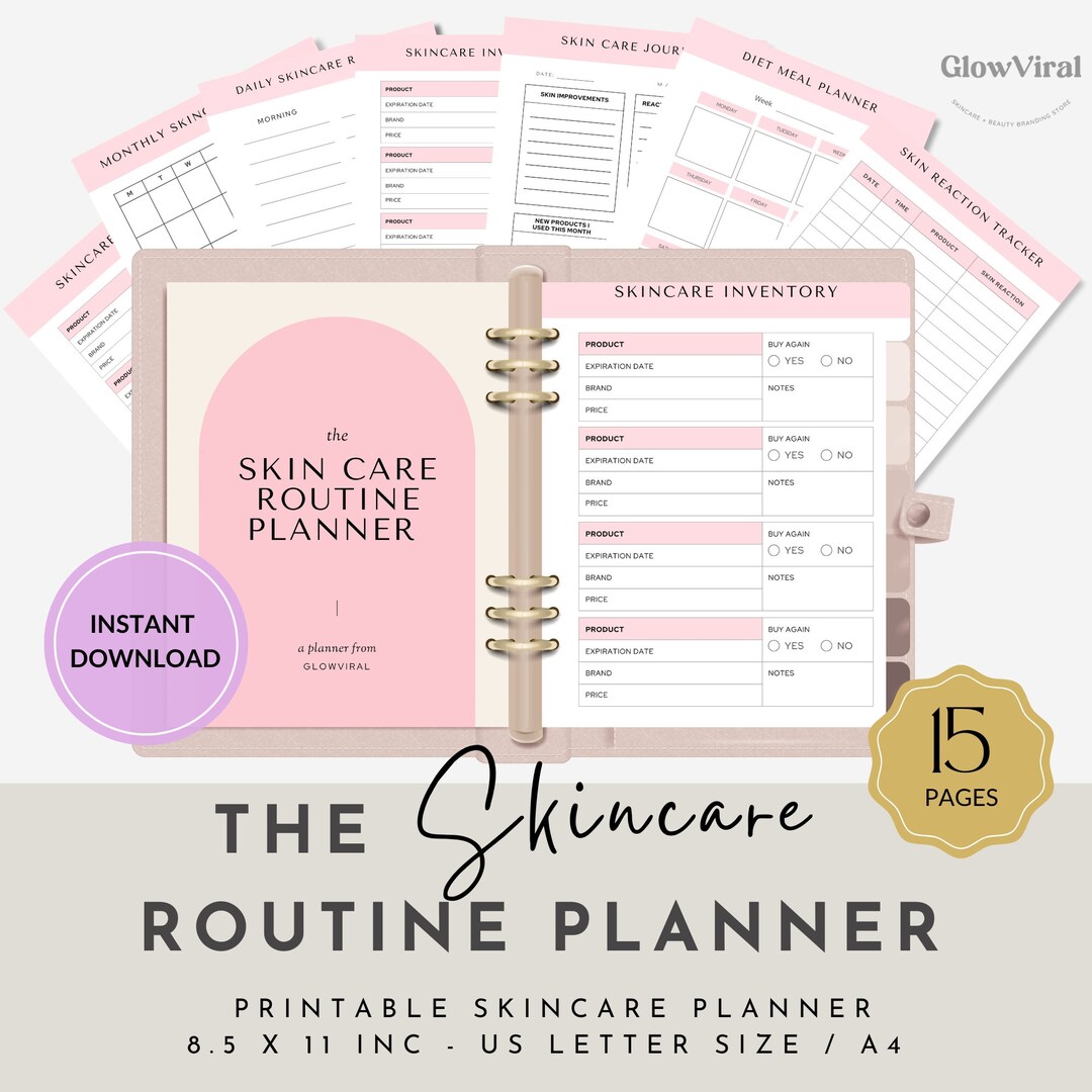 Skincare & Beauty Routine Planner Pink Printable Skin Care Routine ...