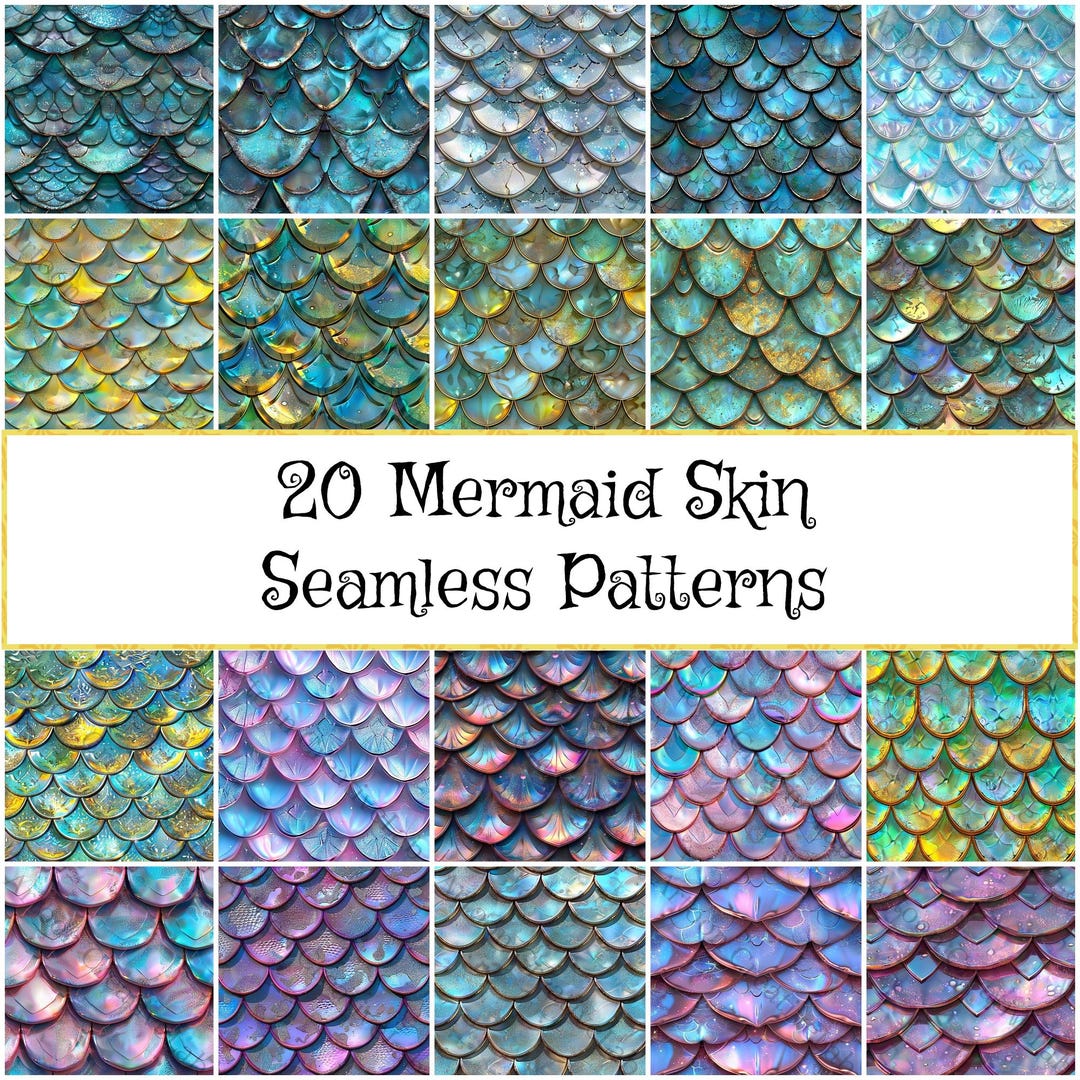 Mermaid Skin Seamless Patterns Collection, Vibrant Ocean-inspired ...