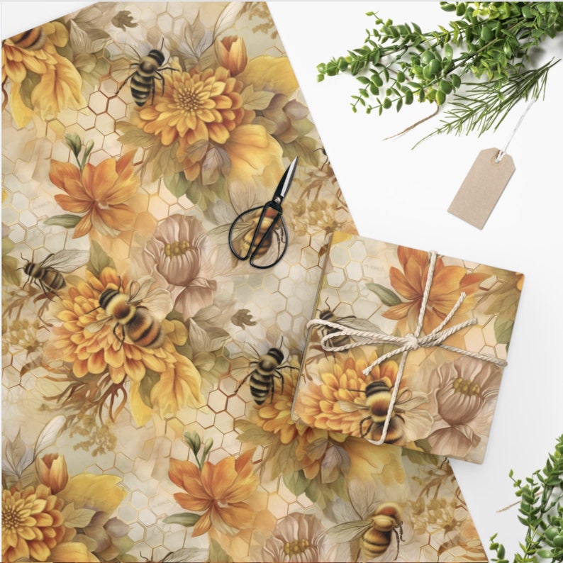 Sunflower Honey Bees Seamless Patterns - Digital Paper Pack Gold Honey ...