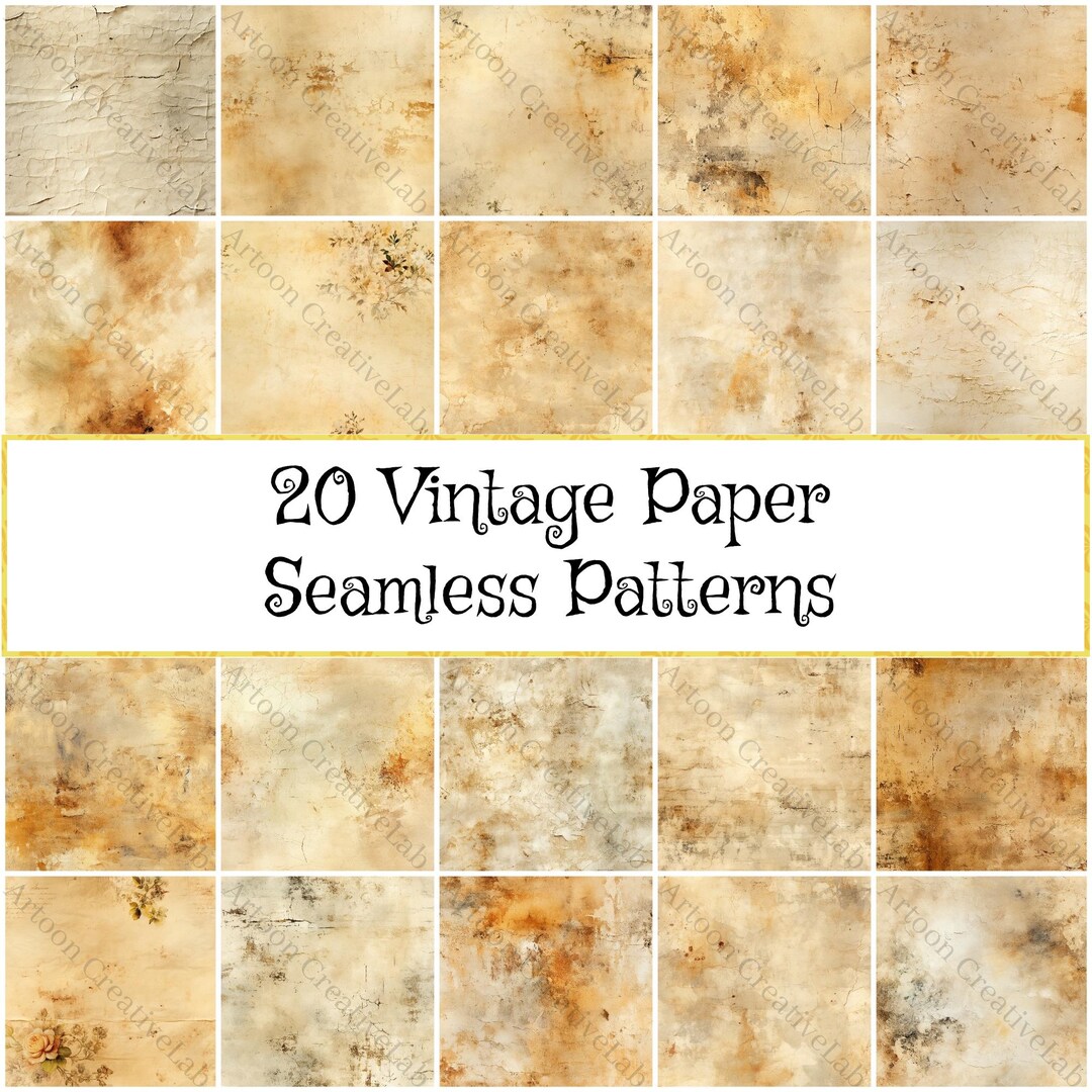 Antique Style Digital Paper Pack, Seamless Vintage Paper Pattern, Ideal ...