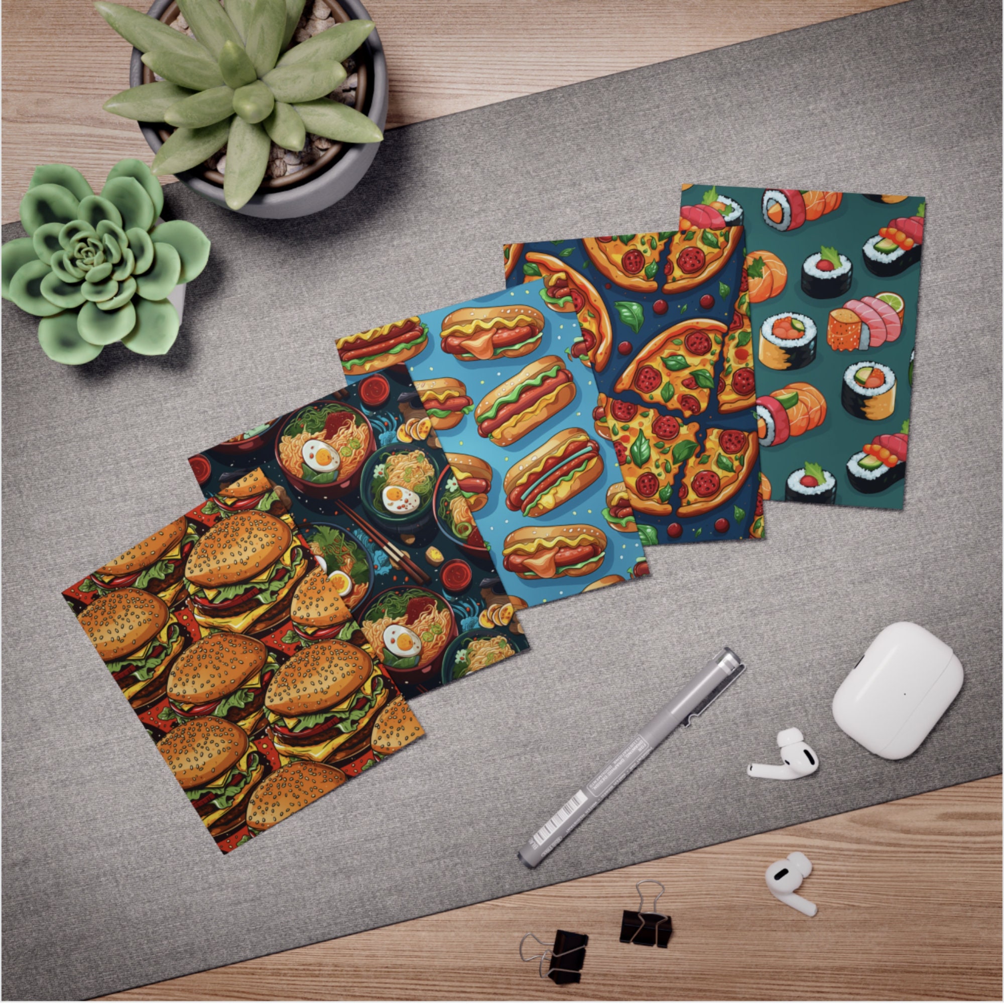 Food Lover Seamless Patterns, Tasty Aesthetics Digital Prints, Food ...