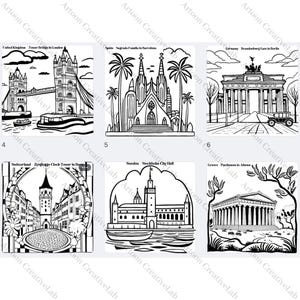 Around the World Educational Coloring Pages Set, 50 Unique ...