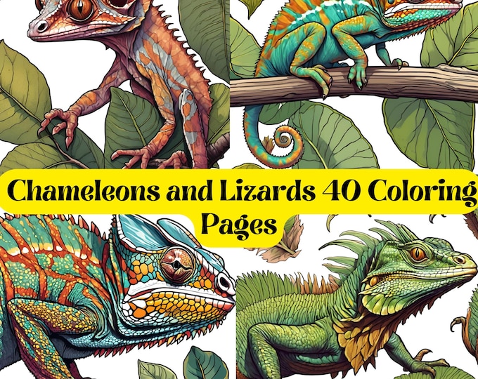 40 Cameleon Coloring Pages for Adults,chameleon Coloring Book ...