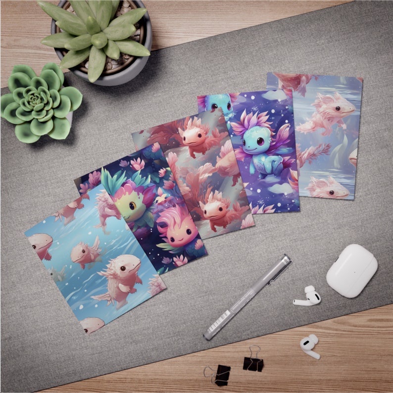Adorable Axolotl Watercolor Patterns, Cute Digital Design, Seamless ...