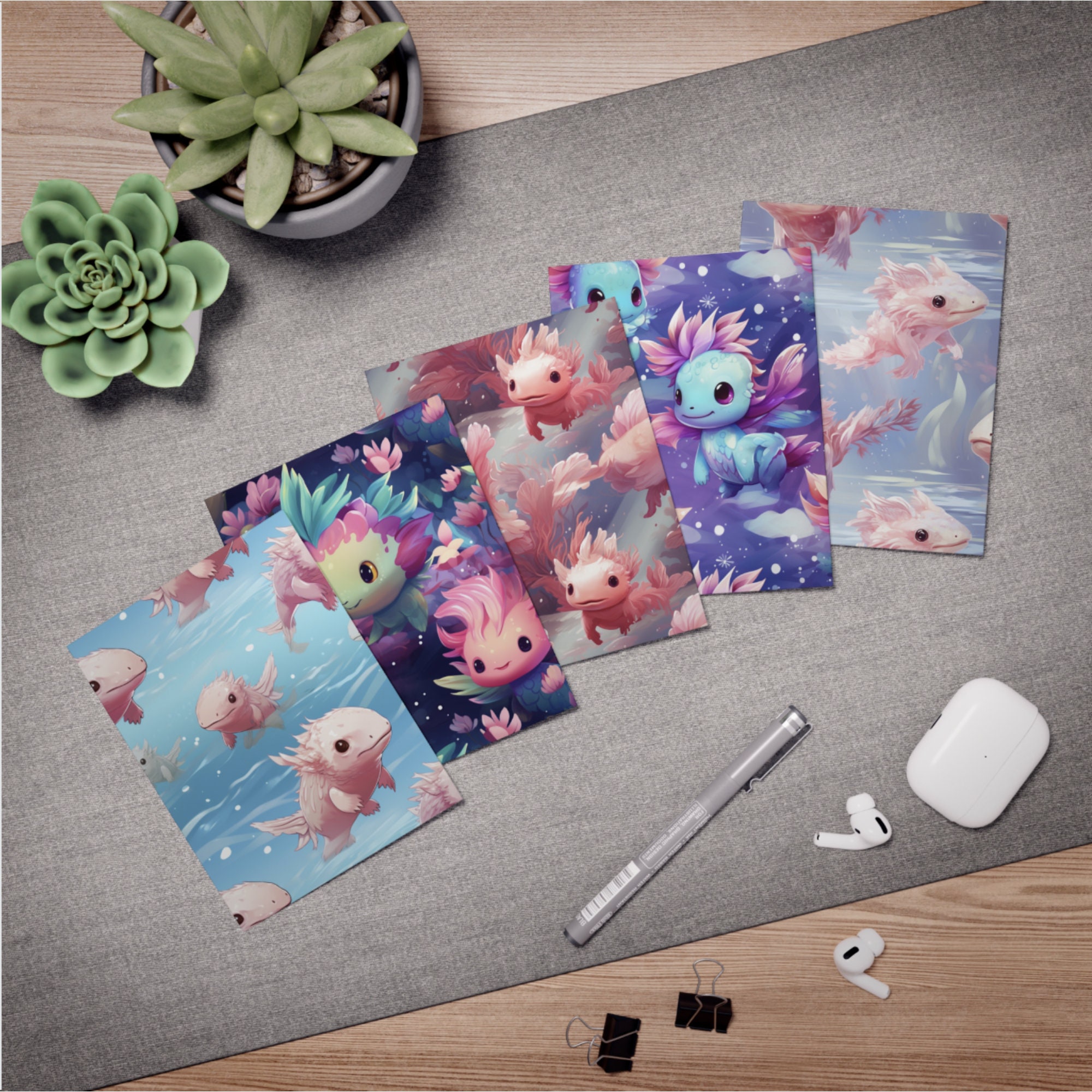 Adorable Axolotl Watercolor Patterns, Cute Digital Design, Seamless ...