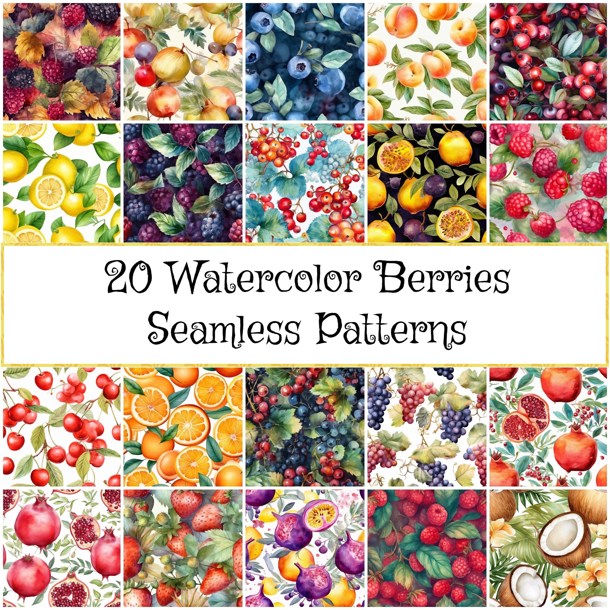 Summer Berries Digital Scrapbook Paper Fruit Seamless Pattern, Digital ...