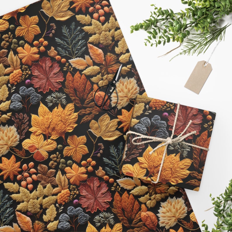 Autumn Seamless Embroidered Patterns, Vibrant Fall Themed Designs ...