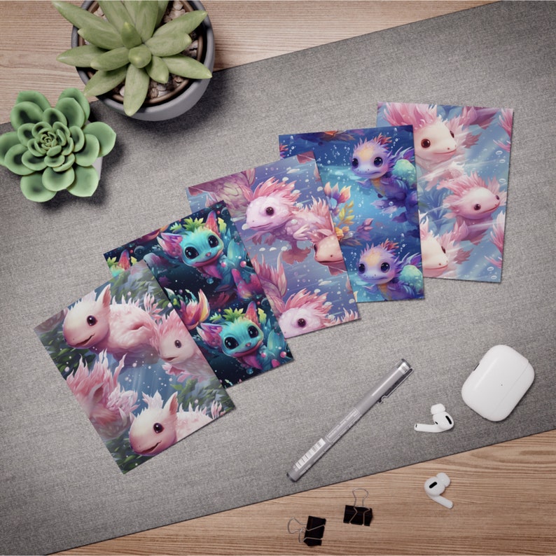 Adorable Axolotl Watercolor Patterns, Cute Digital Design, Seamless ...