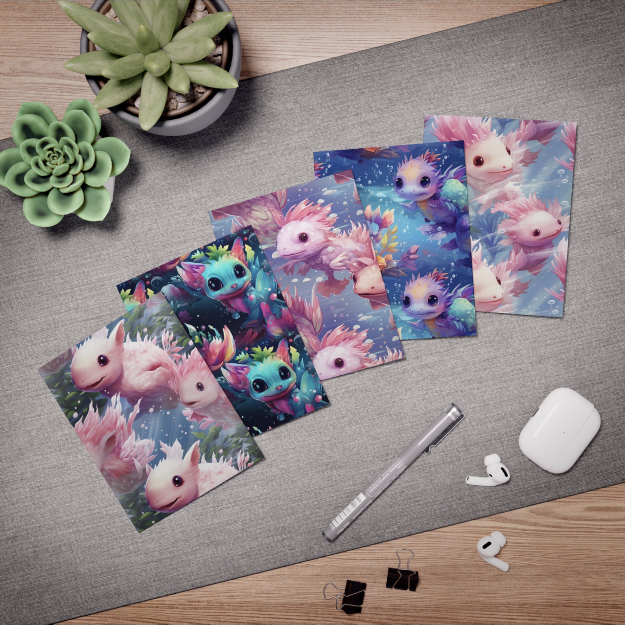 Adorable Axolotl Watercolor Patterns, Cute Digital Design, Seamless ...