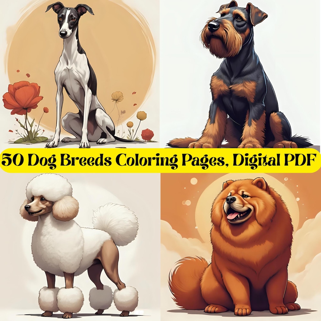 50 Dog Breeds Coloring Book for Ipad, Remarkable & Kindle Scribe ...