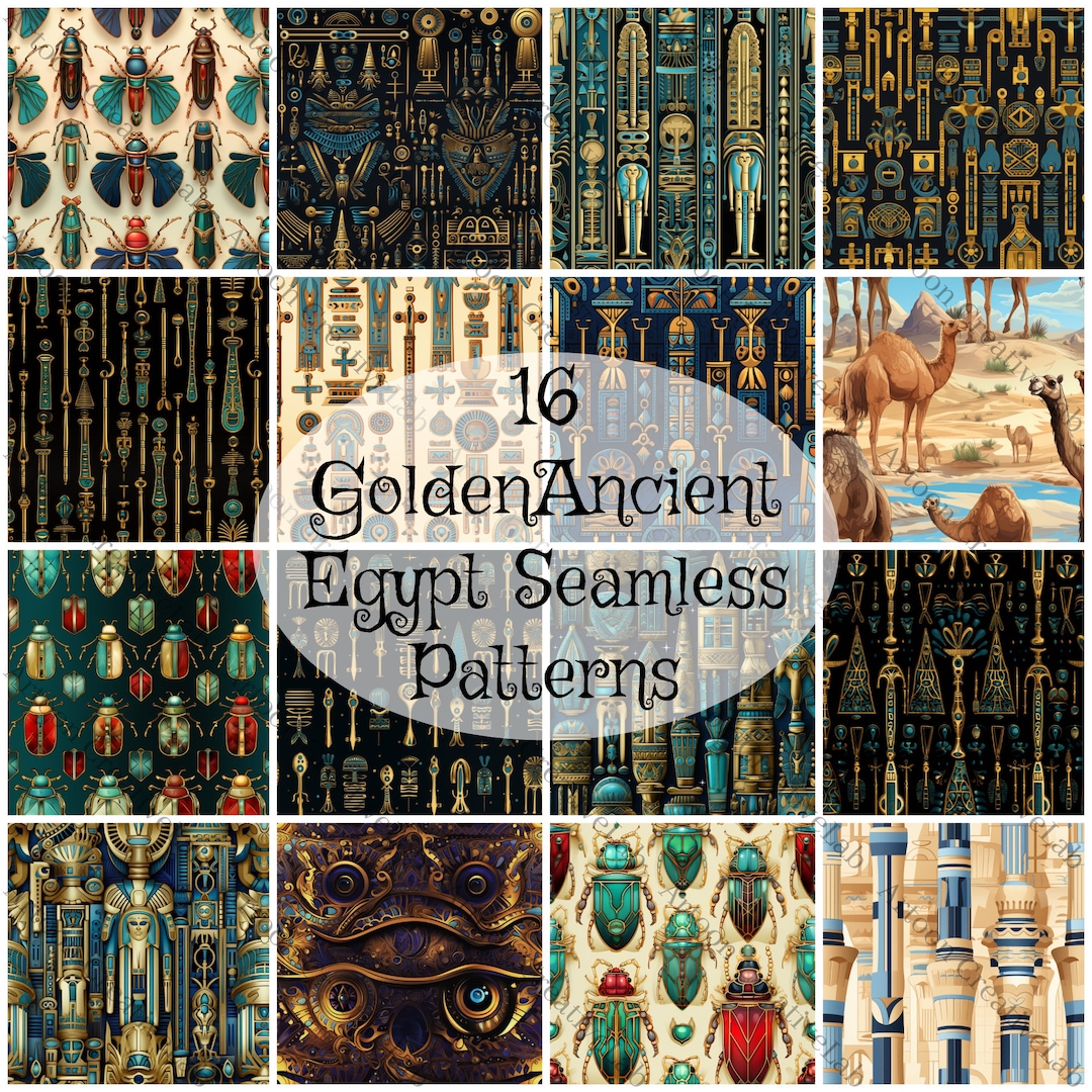 Golden Ancient Egypt Seamless Patterns Digital Paper Pack - Etsy