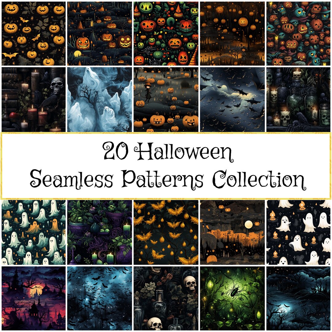 Halloween Digital Paper, Seamless Gothic Patterns, Mysterious Digital ...