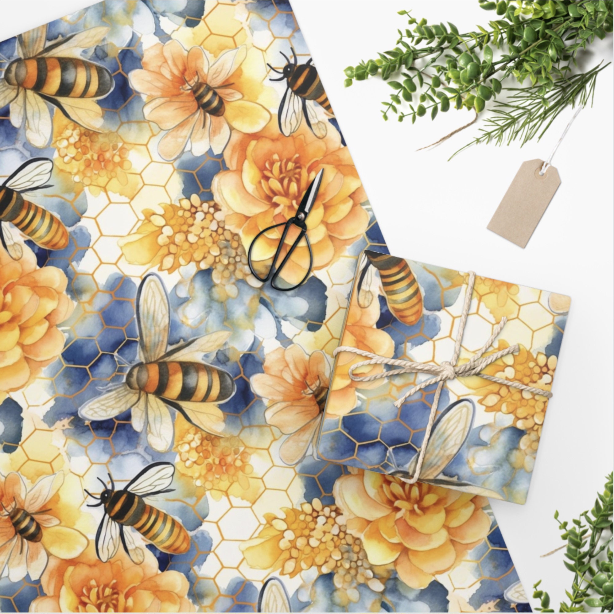 Sunflower Honey Bees Seamless Patterns - Digital Paper Pack Gold Honey ...