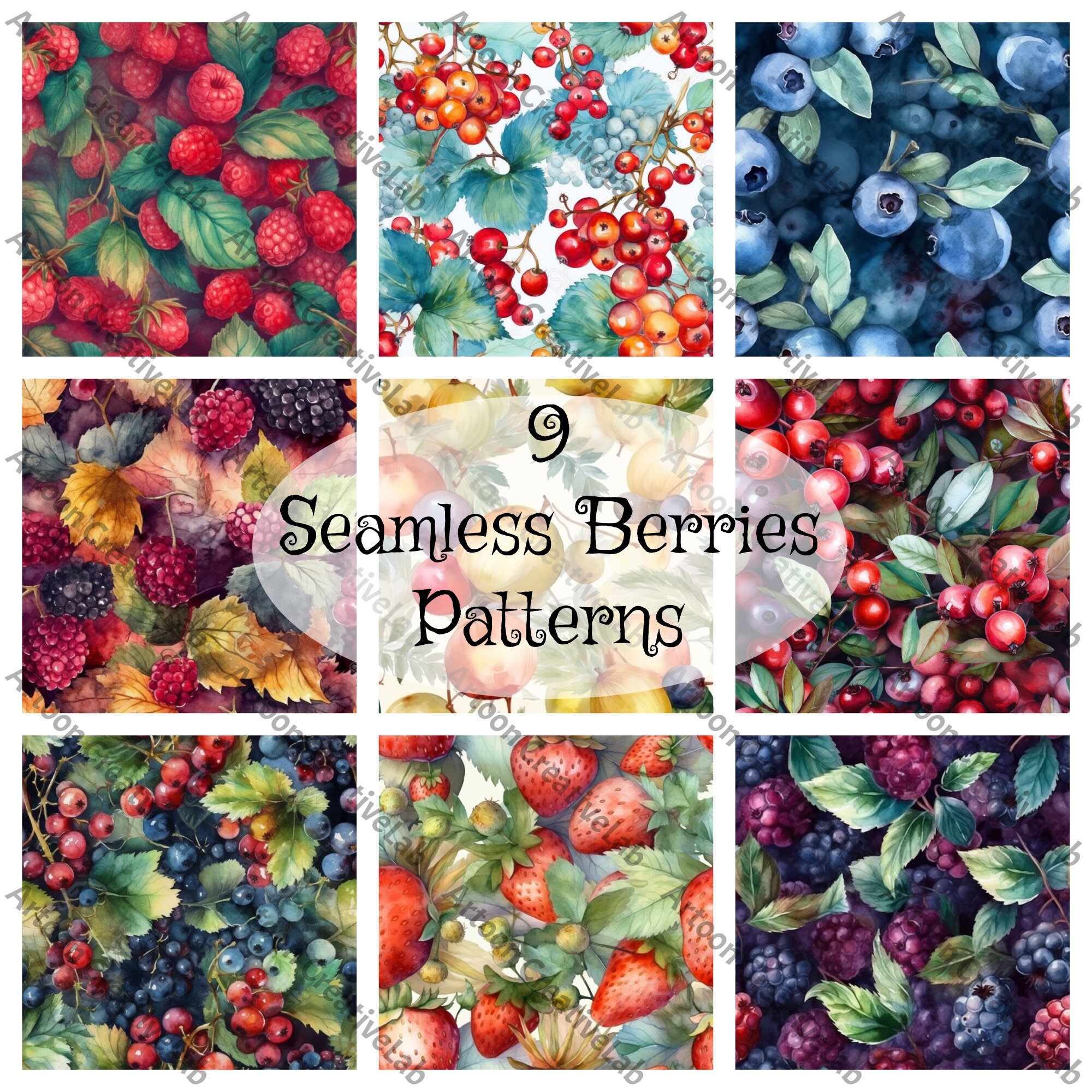 Summer Berries Digital Scrapbook Paper Fruit Seamless Pattern, Digital ...