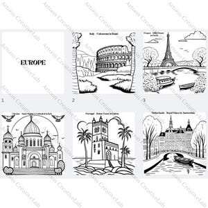Around the World Educational Coloring Pages Set, 50 Unique ...