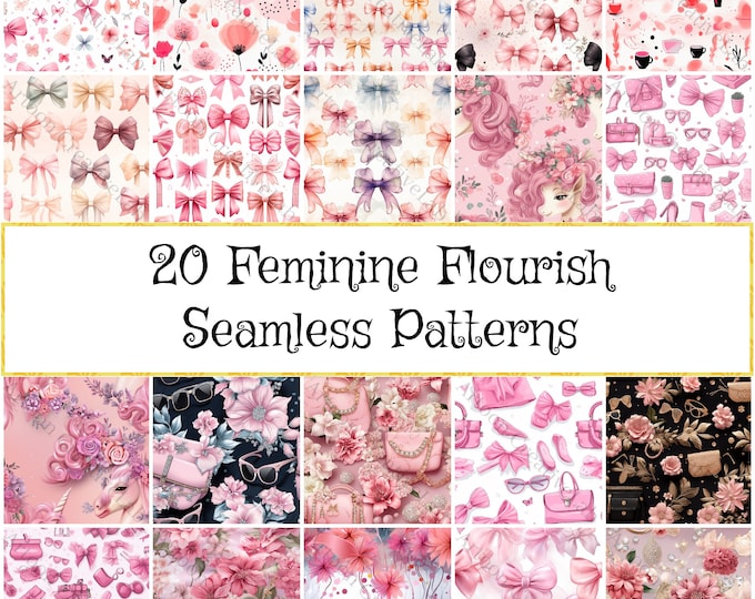 Feminine Flourish Seamless Digital Patterns - Girly Glamour Printable ...