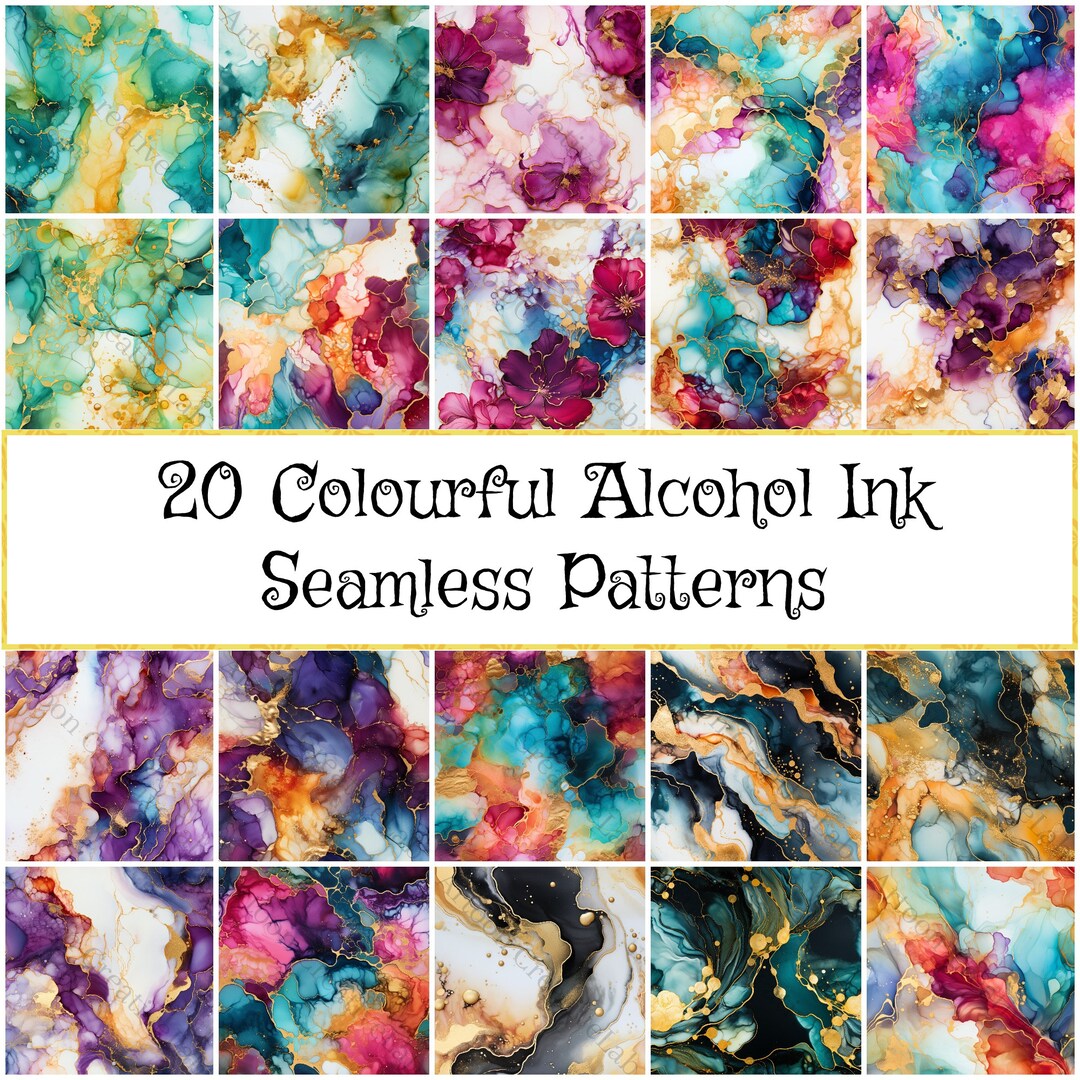 Vibrant Alcohol Ink Digital Paper Pack - Seamless Pattern Designs for ...