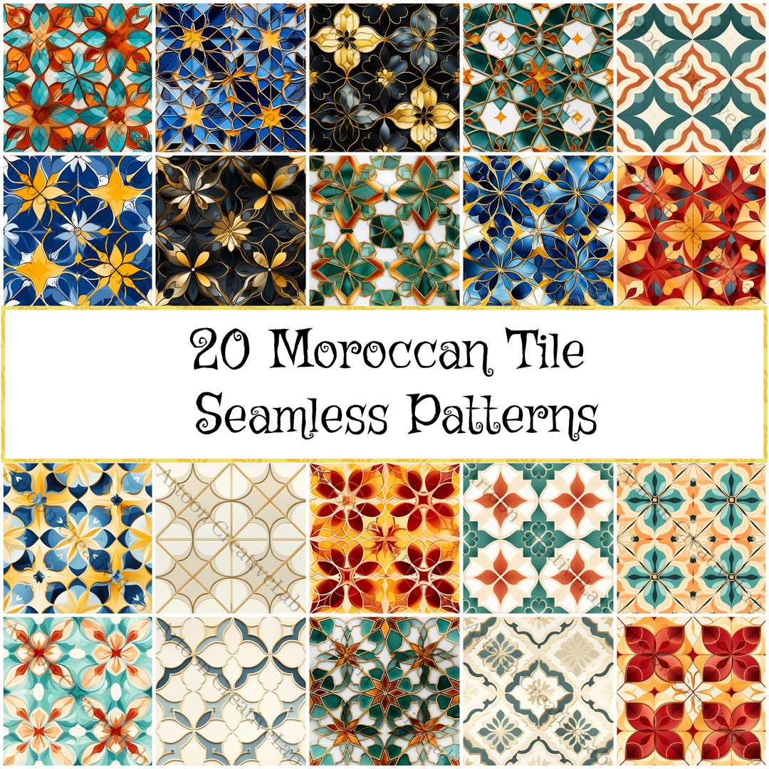 Vibrant Moroccan Tile Seamless Patterns, Authentic Inspired Design ...