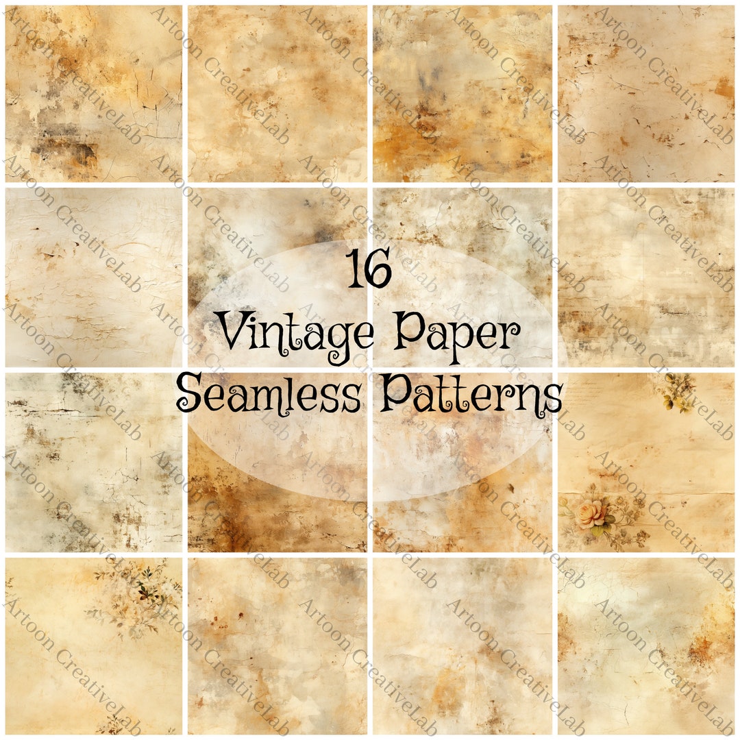 Antique Style Digital Paper Pack, Seamless Vintage Paper Pattern, Ideal ...