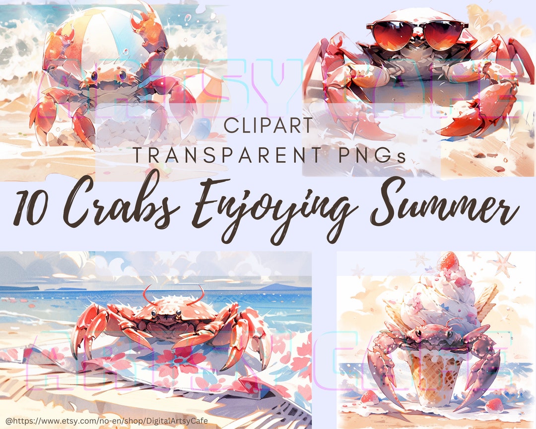 PNG Bundle, 10 Crabs Enjoying Summer - Etsy