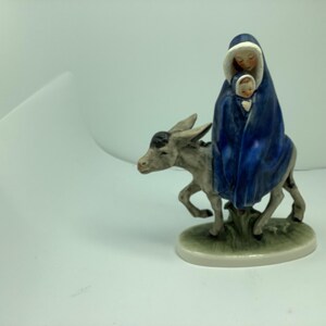 Mary Riding Donkey With Baby Jesus, Christmas Nativity Ceramic. flight ...