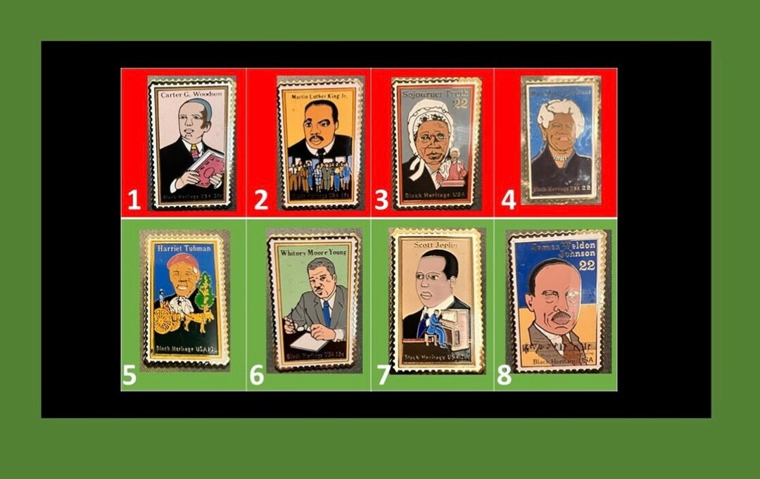 Black Heritage Stamp Pin Historical African American Figures Stamp Pins ...