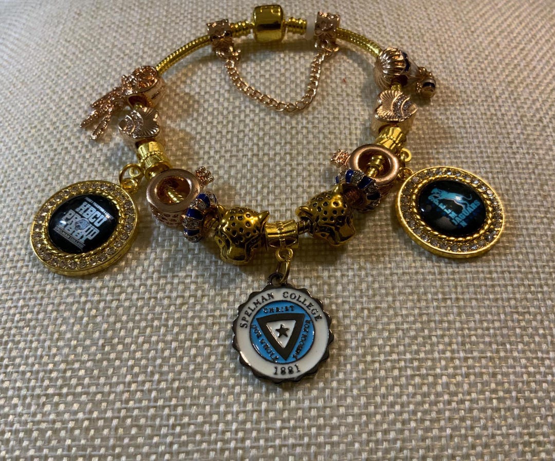 Spelman College Jaguars Custom Gold (color) Love #2 Charm Bracelet ...