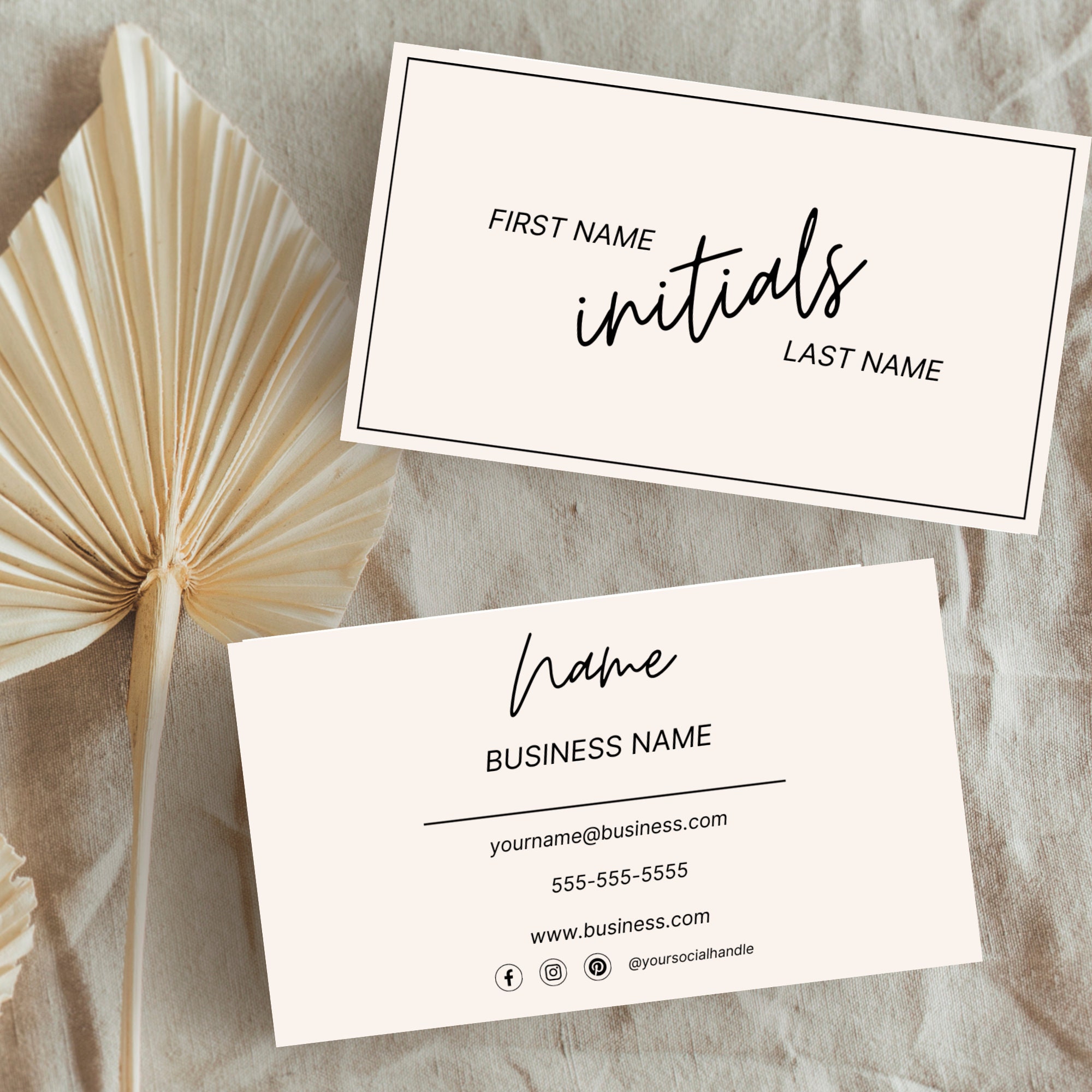Editable Personalized Business Card Template - Canva Digital Download ...