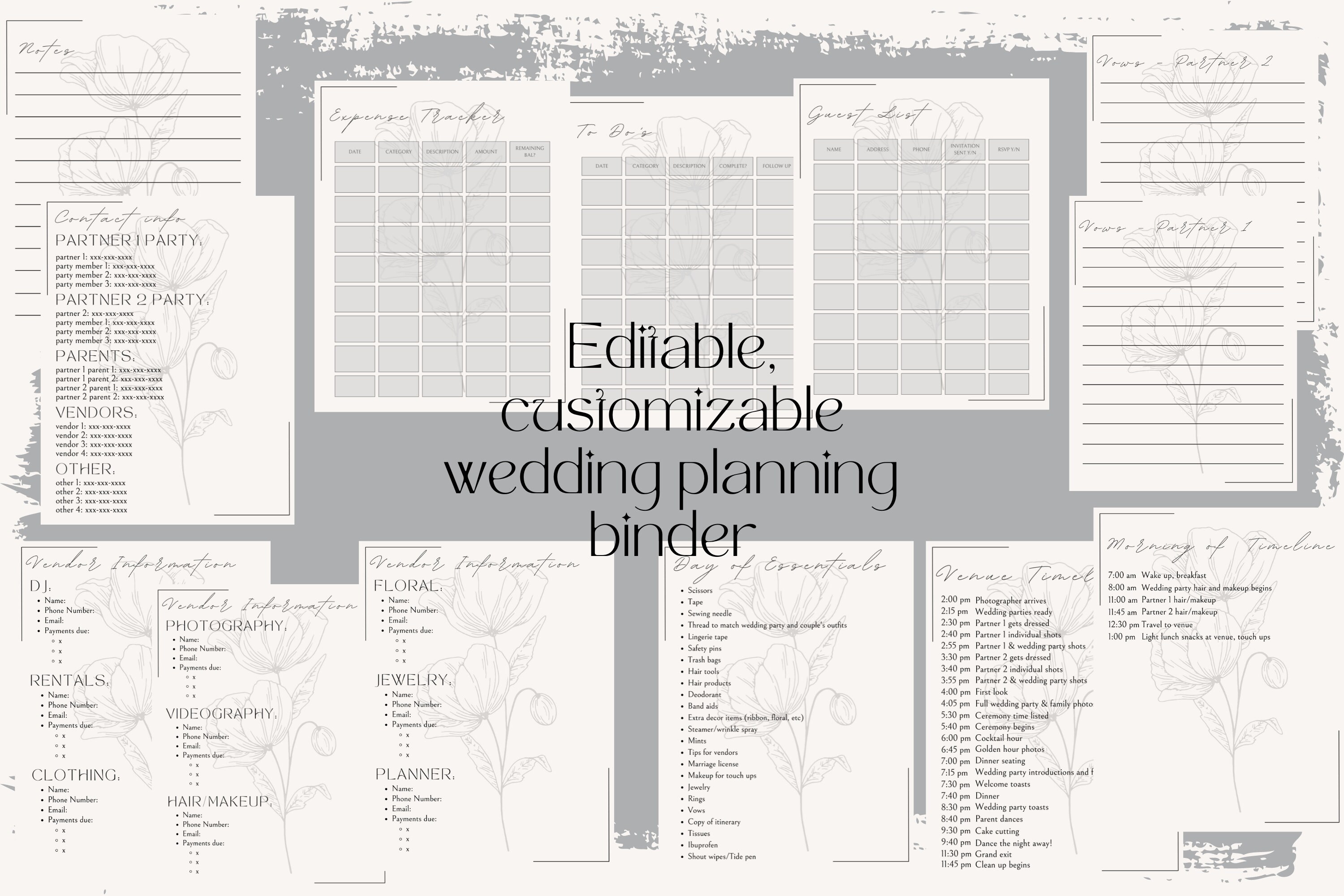 Editable, Customizable Canva Wedding Binder Template - Gender Neutral ...