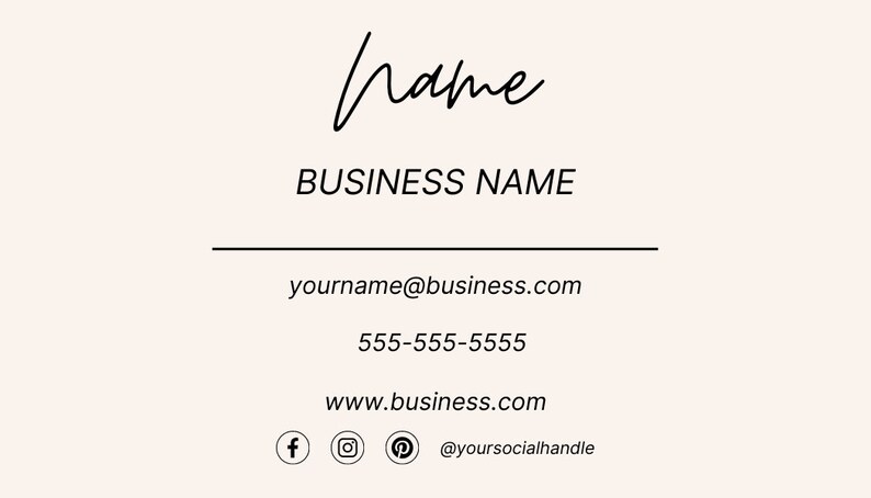 Editable Personalized Business Card Template - Canva Digital Download ...