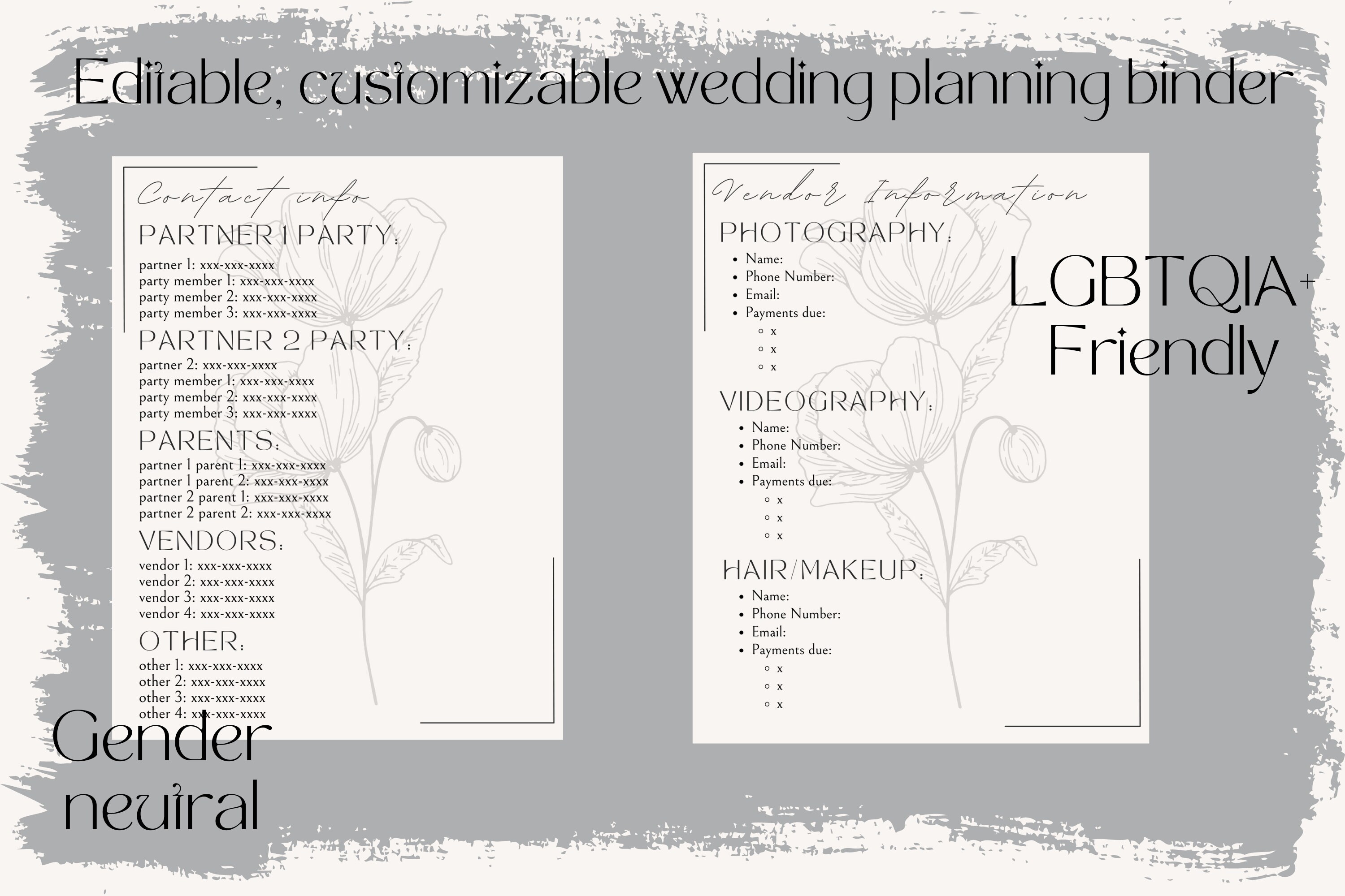 Editable, Customizable Canva Wedding Binder Template - Gender Neutral ...