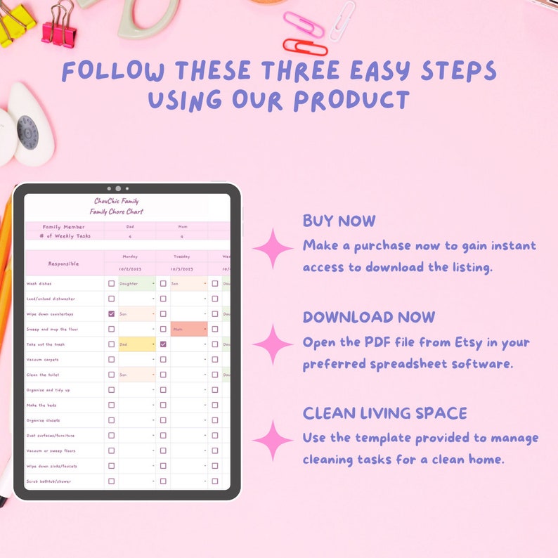 Family Chore Chart, Chore Chart Printable, Kids, Adult Chore Chart ...