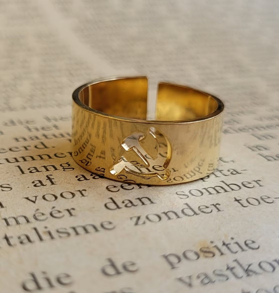 Hammer and Sickle Ring Gold Communist Ring Soviet Ring Socialist ...