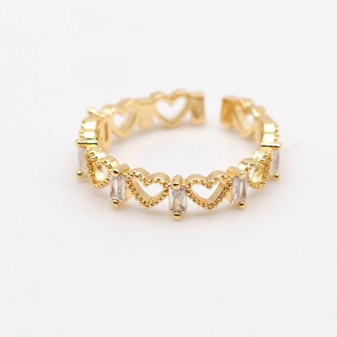 Gold CZ Heart Ring, Gold Filled Heart Ring, Gold Heart Ring, Adjustable ...