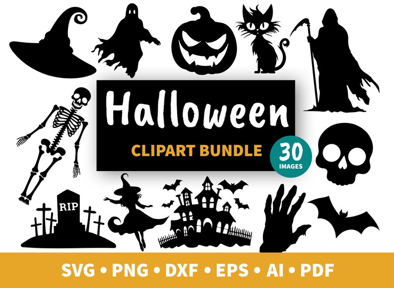 Halloween Svg Clipart Bundle, Cut File Cricut, Silhouette, Jack O ...