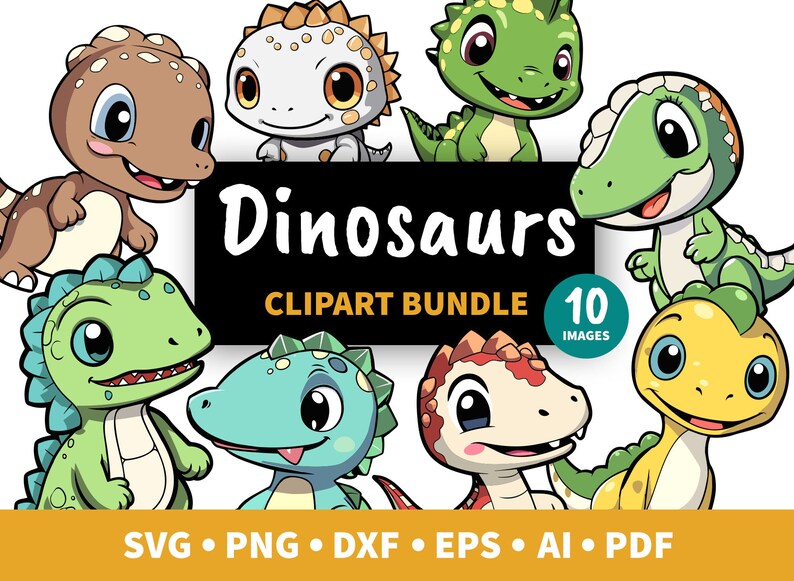 Dinosaur Svg Clipart Bundle Cute Dinosaur Png T Rex Svg - Etsy