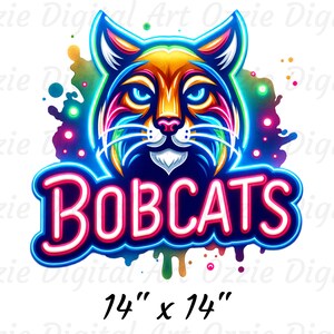 Bobcats Png, Sublimation Design, Colorful Neon Png, Mascot Png ...