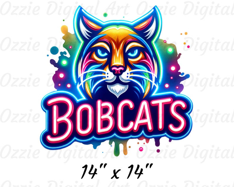 Bobcats Png, Sublimation Design, Colorful Neon Png, Mascot Png ...
