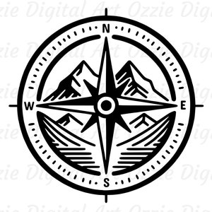Compass Svg & Png, Compass Clipart, Mountain Landscape Vector Image ...