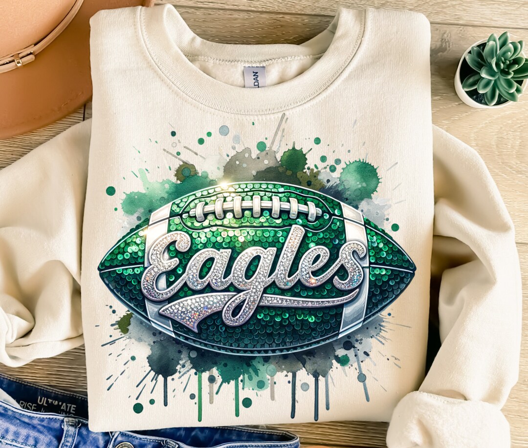 Eagles Png, Sublimation Design, Green Sequin Mascot Png, Football Season Png, Game Day Png, T ...
