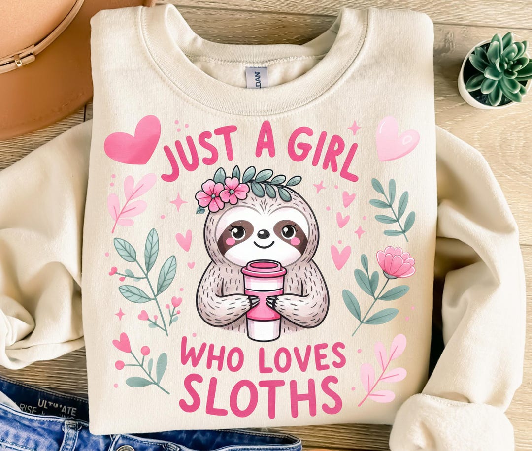 Just A Girl Who Loves Sloths Png, Sublimation Design, Baby Sloth Png ...