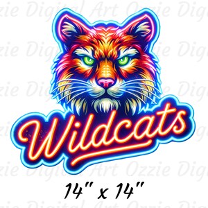 Wildcats Png, Sublimation Design, Colorful Neon Png, School Mascot Png ...