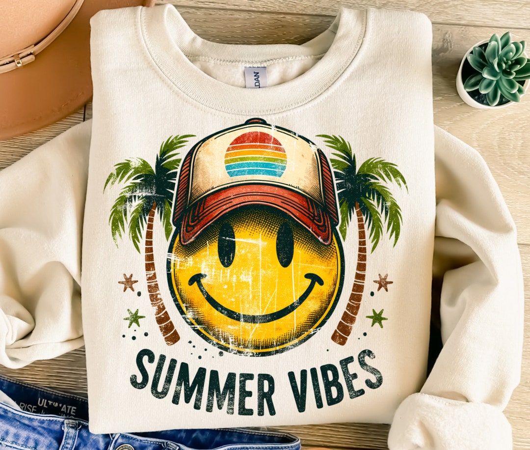 Summer Vibes Svg, Sublimation Design, Smiley Face Summer Clipart ...