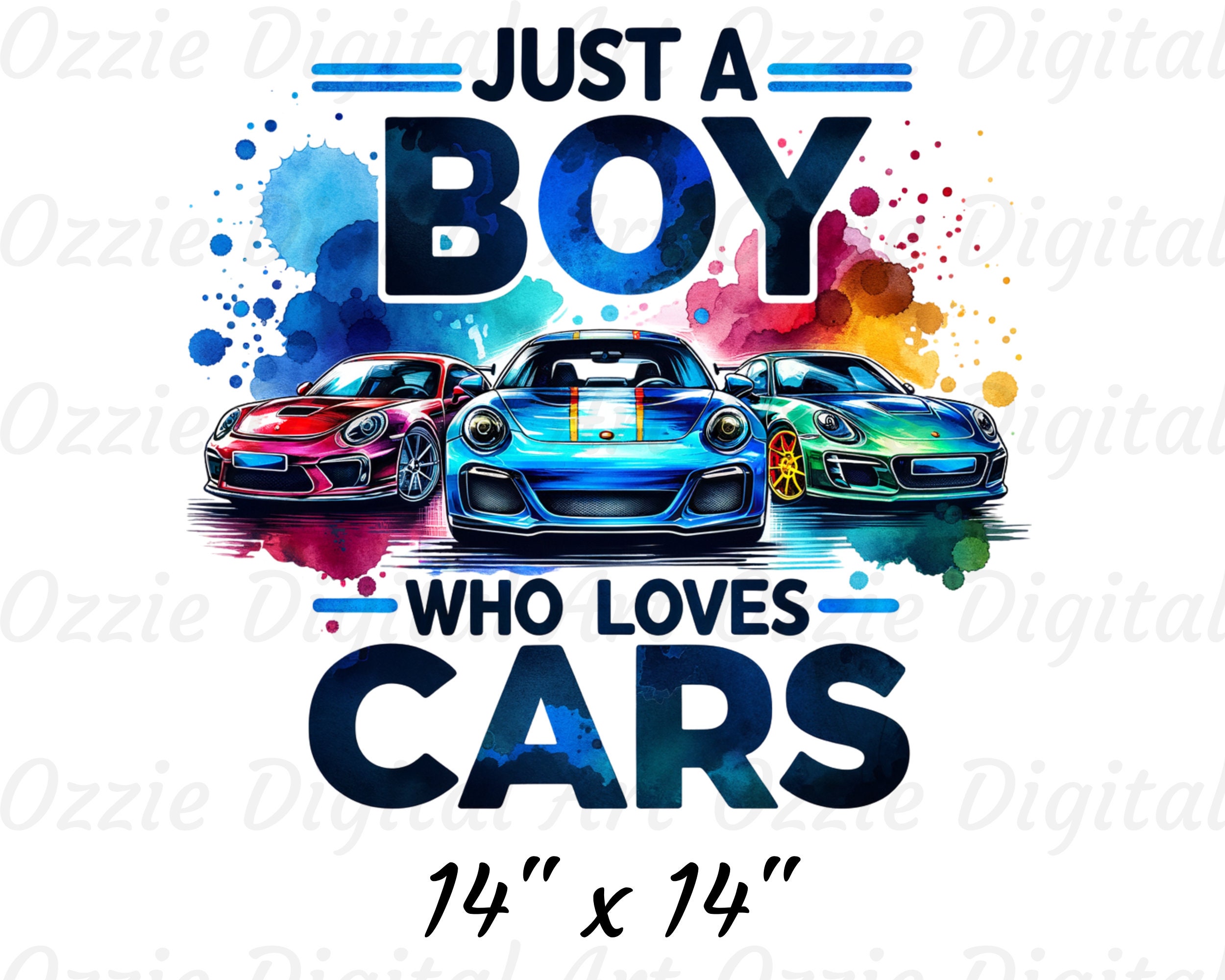 Just A Boy Who Loves Cars Png, Sublimation Design, Kids Png, Colorful ...