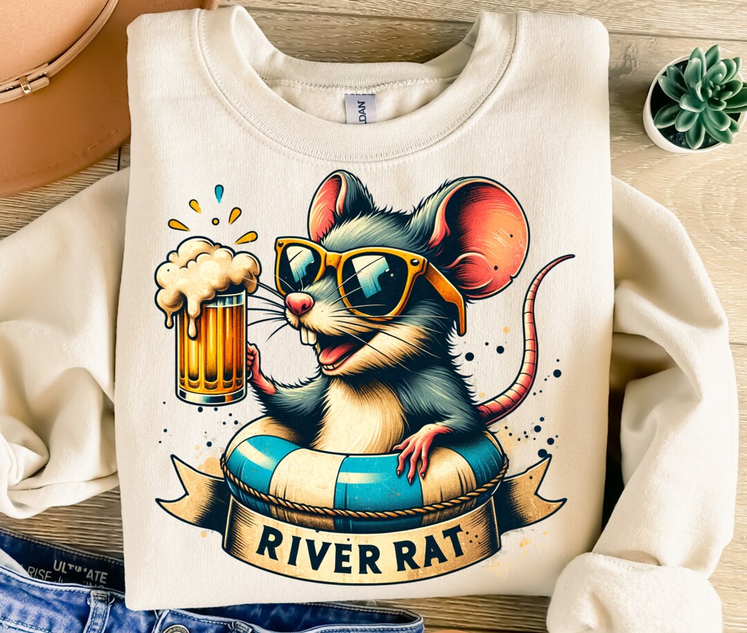 River Rat Png, Sublimation Design, Rat With Beer Png, Retro River Png ...
