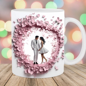3D Wedding Couple Mug Wrap, 11oz & 15oz Mug Template, Mug Sublimation ...