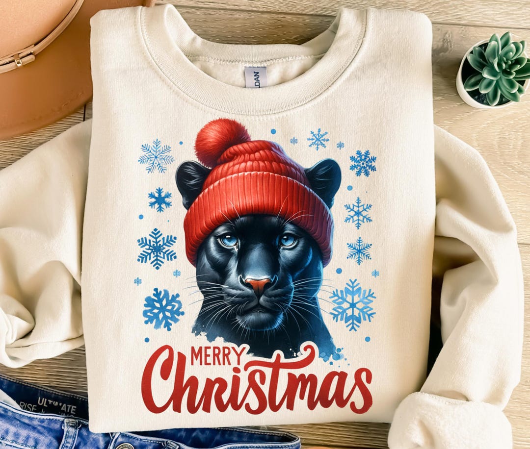 Winter Panther Png, Sublimation Design, Merry Christmas Png, Snowflake ...