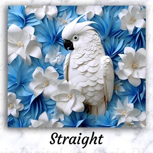 3D White Cockatoo Parrot Flowers 20 Oz Skinny Tumbler Sublimation ...