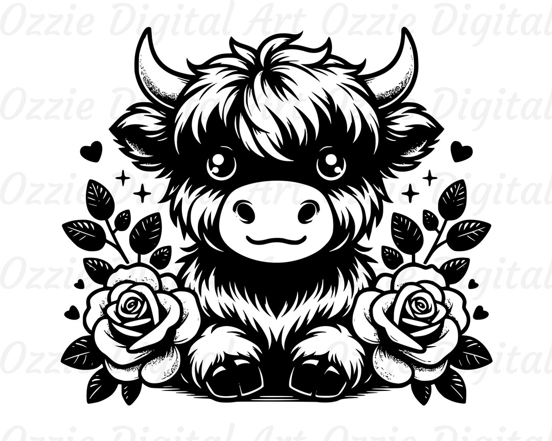 Highland Cow Svg & Png, Cute Cow Clipart, Highland Cow Vector Image ...