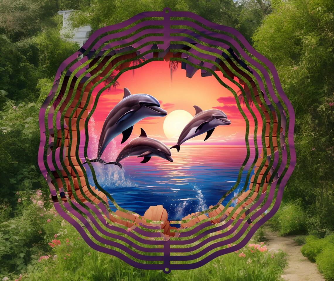 3D Dolphin Wind Spinner Sublimation Design, Hole in A Wall Wind Spinner ...